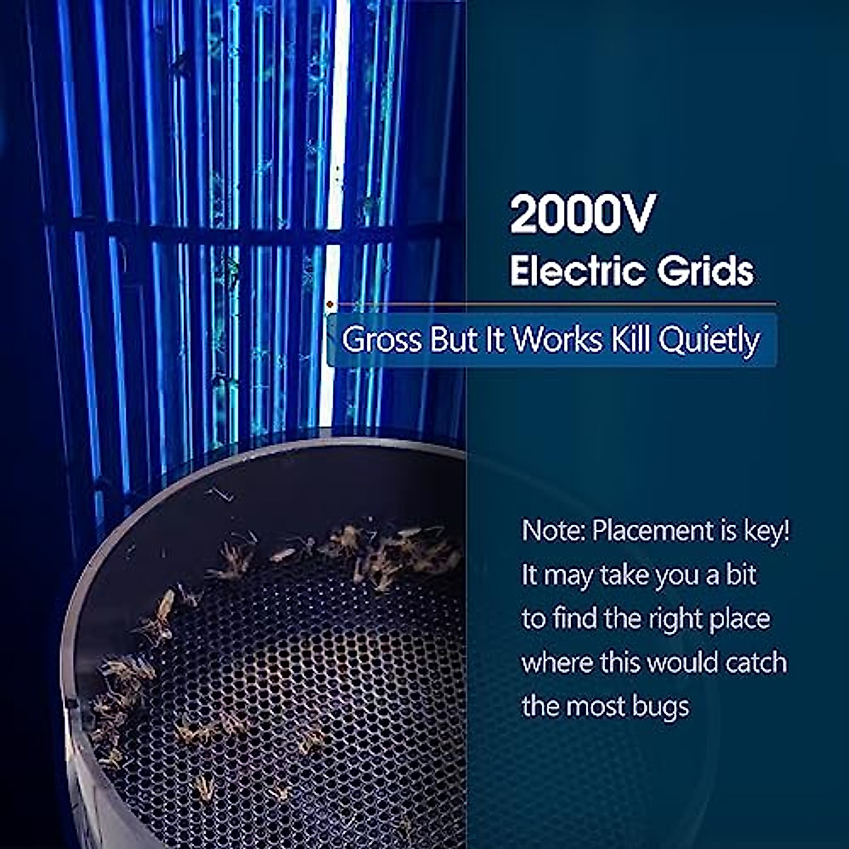 3 in 1 Bug Zapper & Insect Killer, Indoor/Outdoor Mosquito Zapper with 365nm UV Light,Strong Fan and 2000V Electric Grids,Smart Sensor,Kill Moths,Gnats,Mosquitoes,for Modern Home Patio Office