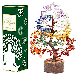 seven chakra tree of life for positive energy - feng shui tree, fake bonsai tree, crystals and healing stones, money tree, room decor 7 chakra tree, stone tree, healing crystals, spiritual gifts