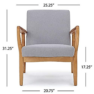 GDF Studio Winford Light Grey Fabric Wood Frame Mid Century Modern Office Chair