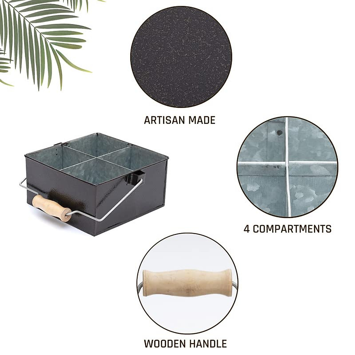 The Artique Square Caddy, Rustic Farmhouse Caddy With Handle, Utensil Caddy, Napkin Organizer, Cutlery Caddy- Copper Antique