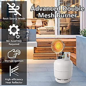 ROVSUN 15,000 BTU Propane Tank Top Heater, Portable Infrared Heater with Safety Shut-off Valve and Tip-over Switch for Indoor Outdoor Camping Fishing Patio Garage (Propane Cylinder not Included)