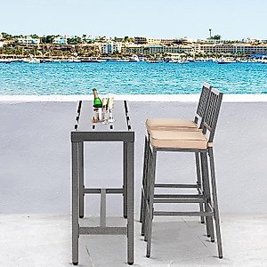 ONLYCTR Outdoor Bar Table, Patio Counter Height Bar Table, 40" Rectangle Bar Table for Patio, Garden, Yard, Balcony, Poolside (Gray)