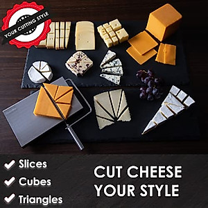 TABELTON Cheese Slicer with Wire for Block Cheese - Adjustable Cheese Cutter Board with 4 Replacement Wires - Stainless Steel Precise Scale for Clear Cuts