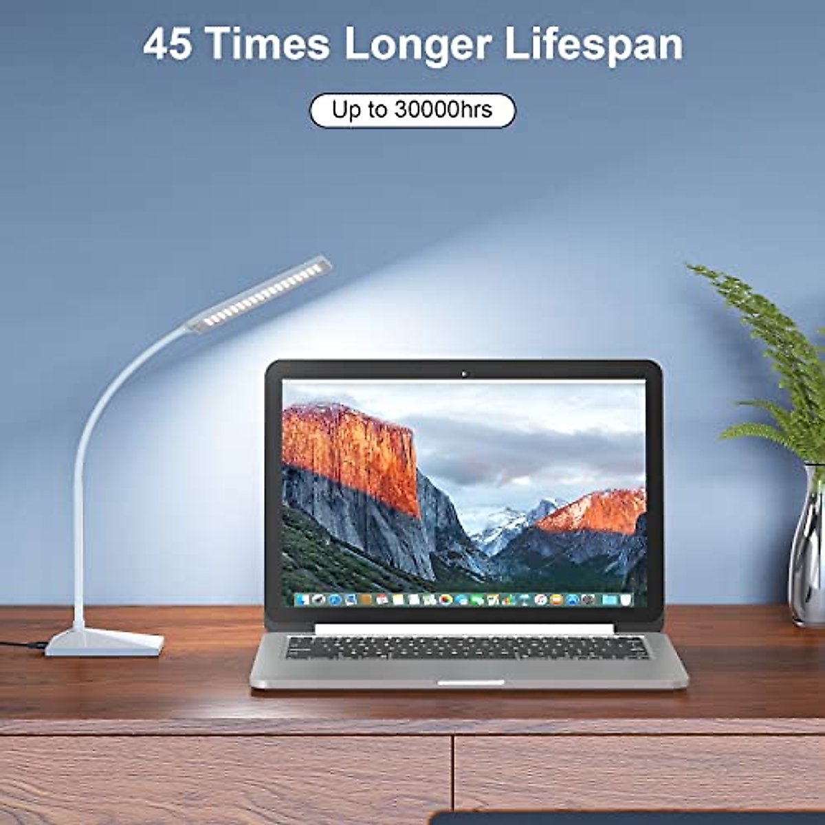 MONGERY LED Desk Lamp, Eye-Caring Table Lamps with USB Charging Port,7 Brightness Levels & 5 Color Modes,Touch Control and Memory Function,7W Flexible Gooseneck Reading Lamp for Home Office, White