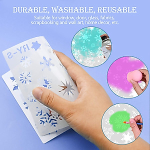 Jmkcoz Christmas Snowflake Stencil Template, Reusable Plastic Craft Drawing Painting Stencil Journal Template for Window Glass Wall Door Card Scrapbook Notebook Holiday Xmas Snow Flake Art DIY Project