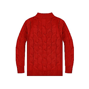 Ciaorbis Boys 1/4 Zip Pullover Sweater Long Sleeve Cable Knitted Sweater Winter Outfit for Baby Boys Girls Red