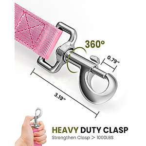 OutdoorMaster Bungee Dog Leash, Heavy Duty Dog Leash with Shock Absorption, 2 Padded Handles Training Leash, Improved Dog Safety and Comfort (Pink, 4FT)