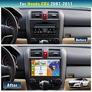 Car Stereo MP5 Player for Honda CRV 2007-2011 Car Radio with Apple Carplay Android Auto Mirror Link, 9" Touch Screen Car Radio with Bluetooth Backup Camera FM SWC Dual USB Input