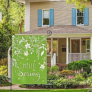 AVOIN colorlife Hello Spring Floral Garden Flag 12x18 Inch Double Sided Outside, Green Seasonal Yard Outdoor Flag