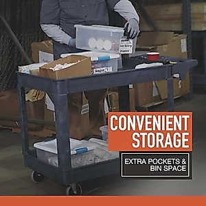 Ironton 500-Lb. Capacity 2 Tray Utility Cart, Maintenance-Free Structural Foam Construction Cargo Pushcart, Scratch Resistant, Easy to Clean Service Cart, 46 3/5in.W x 25 2/5in.D x 32 7/10in.H