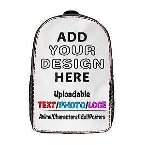 Custom Backpack Personalized Backpack With Add Your Photo Picture Text,Customize Travel Laptop Backpack for Men Women Casual Shoulder Bag 17In
