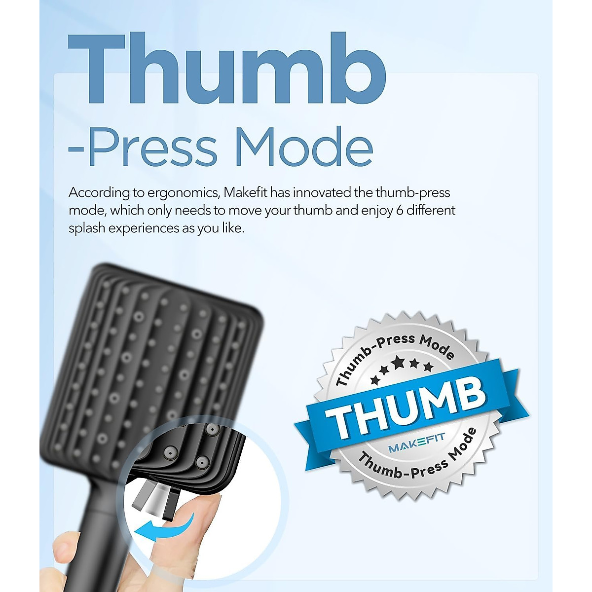 MakeFit Filtered Shower Head Black - 6 Modes High Pressure Handheld Shower Head with Filter Mineral Beads, Detachable Handheld Showerhead Set with Stainless Steel Hose and Shower Arm Bracket