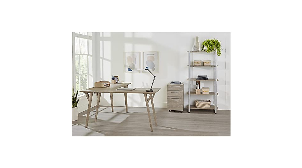 Realspace Trezza 62"L Shaped Desk - Light Oak for Home Office
