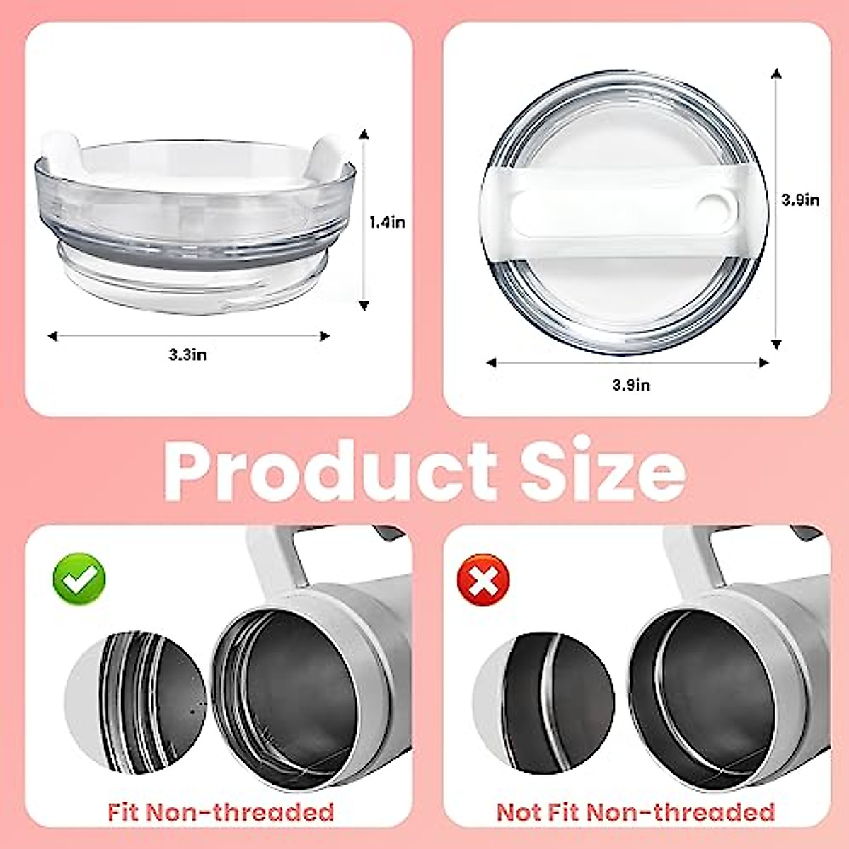 2 Pcs Tumbler Lid Replacement Fits for Stanley Cup 40 oz, Spill Splash Resistant Replacement Lids, Clear Tumbler Covers for Stanley Cup H2.0 Accessories(White)