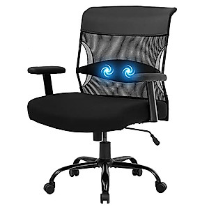 Office Chair 500lbs Big and Tall Wide Seat Computer Chair Ergonomic Massage Rolling Swivel Desk Chair with Lumbar Support Armrest Mesh Adjustable Chair for Adults, Black