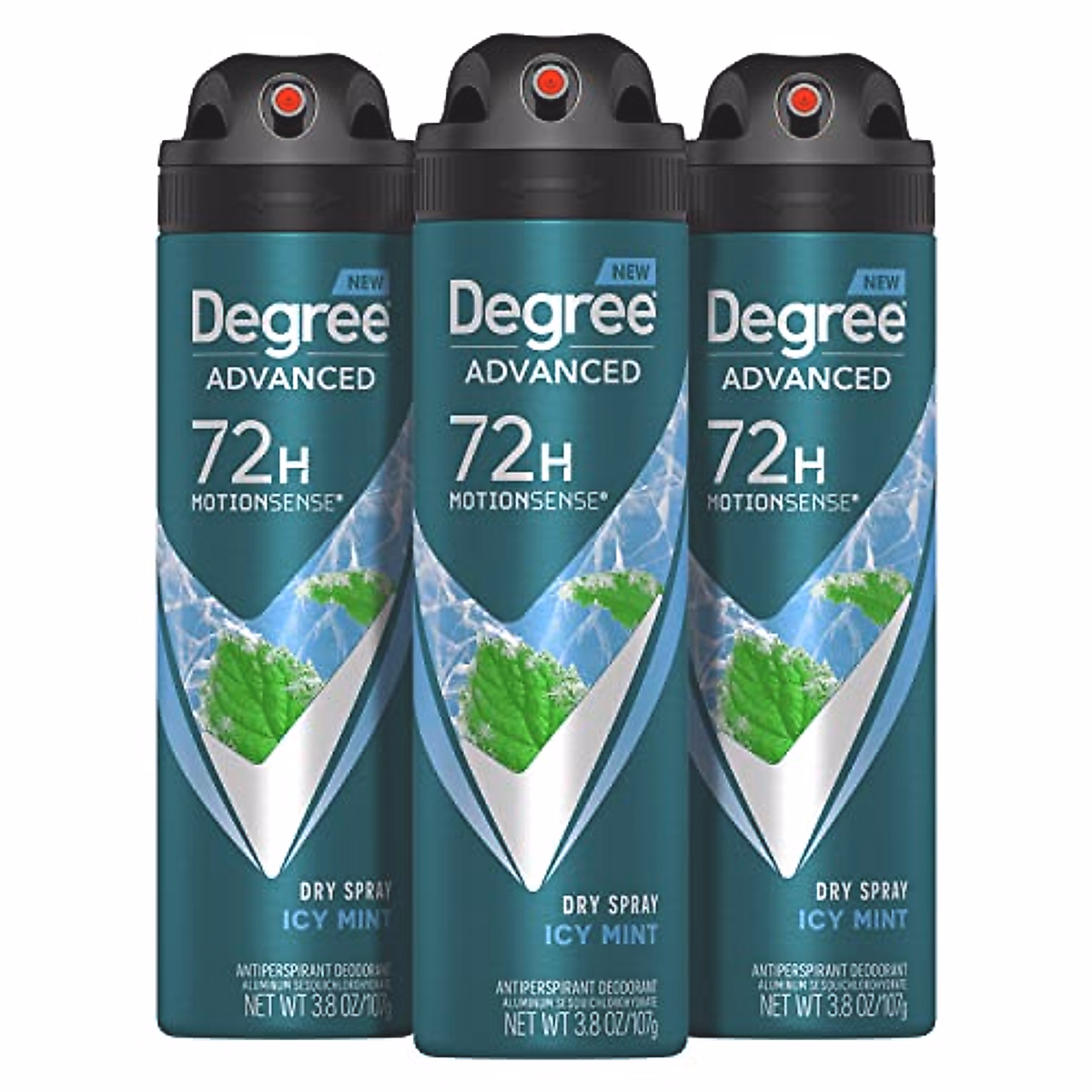Degree Men Advanced Antiperspirant Deodorant Dry Spray Icy Mint 3 Count 72-Hour Sweat and Odor Protection Deodorant For Men With MotionSense Technology 3.8 oz
