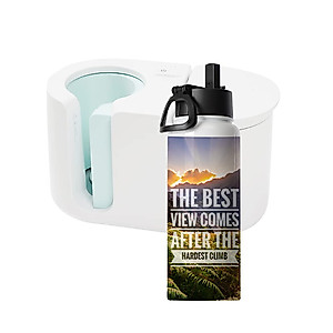 PYD Life Sublimation Water Bottle Blanks Sports Tumbler Cups White 30 OZ Wide Mouth Stainless Steel Vacuum Flask with Straw and Portable Handle for Cricut Mug Press and Tumbler Press Print 2 Pack