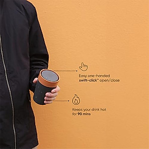 Circular & Co Insulated Reusable Coffee Cup - 8oz/227ml - Small Travel Mug - 100% Leakproof & Lockable - Push Top, One Hand Open, 360 Drinking Coffee Tumbler - Recyclable - BPA Free, Dishwasher Safe