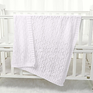 mimixiong Toddler Blankets Knitted Cellular Baby Blankets for Boys and Girls Size 40 x30 Inch White