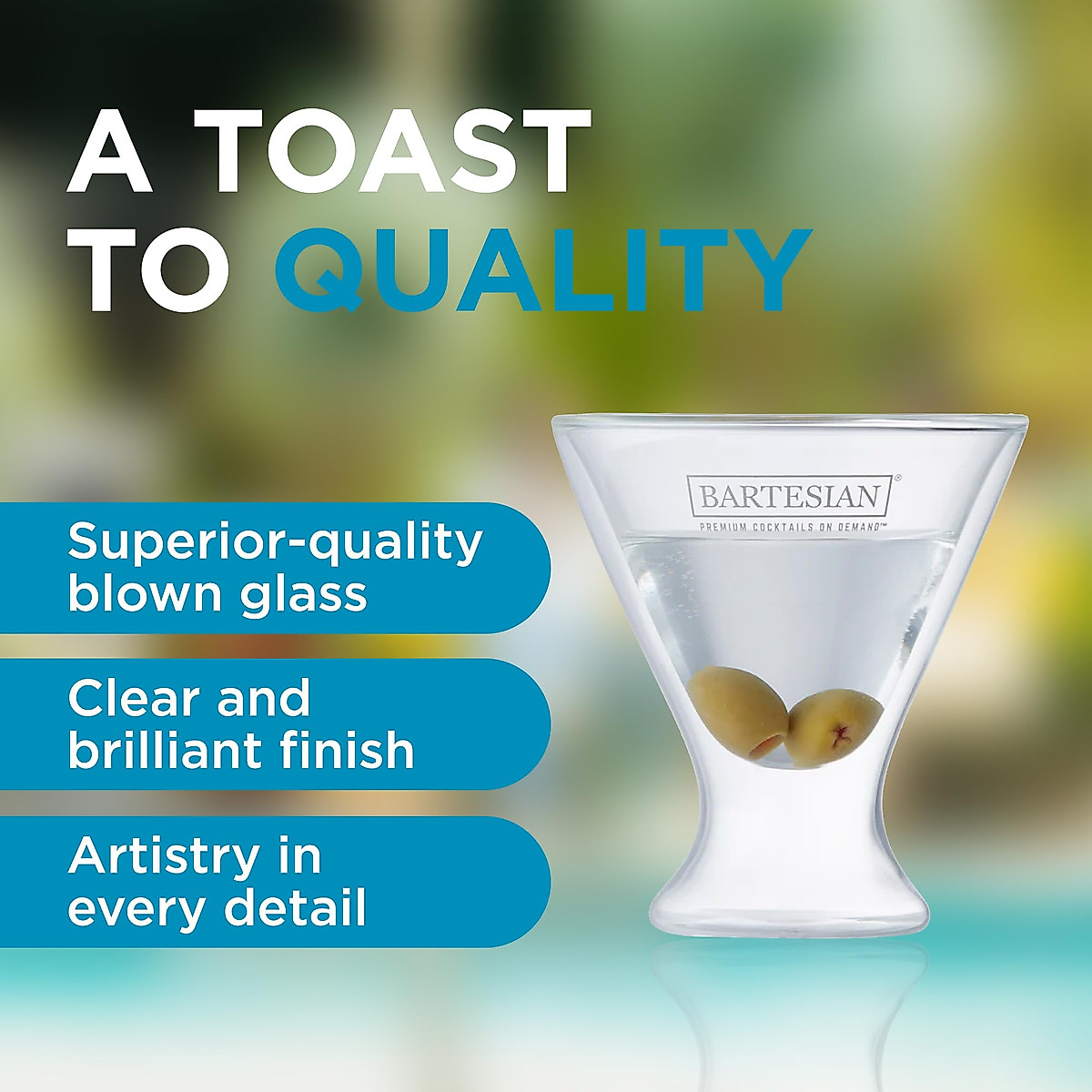 Bartesian Cocktail Glass Sets - Highball Drinking Glassware for Cocktails & Mocktails - Bar Glasses for Martini, Margarita, Pina Colada, Whiskey Sour, Old Fashioned - Set of 2