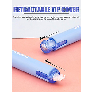 MAYRAIN 5pcs Correction Tape Pen, White, 1/5" x 236", Push-pull Protectiv