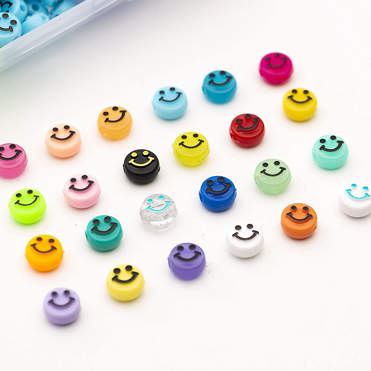 480 Pcs 14 Colors Acrylic Smiley Face Beads for Jewelry Bracelet Earring Necklace Craft Mobile Phone Pendant Making Kit (Multicolor)