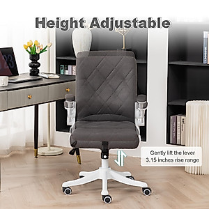 Home Office Chair, Comfy Chair Work from Home Essentials, Cloth Comfy Office Chair Comfortable Computer Chair with Wheels Swivel, Ergonomic Lumbar Support and Flip-up Armrests |Grey
