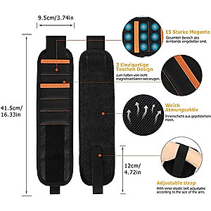 Magnetic Wristband Holding Screws Needles, Tool Belt for Holding Screws, Nails, Drill Bits, DIY Unique Gifts for Man, Husband Boyfriend (Belt Black)