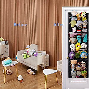Armorfish Stuffed Animal Storage, Over The Door Organizer Storage for Closet, Baby, Plush Toy, Stuffed Animal Holder with 4 Large Pockets,Hanging Door Organizer (Black)