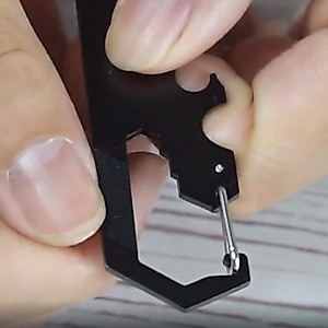 High Strength Measuring Rule Carabiner Tool, Mini Portable Multifunctional Screwdriver Keychain, Slim Design Fits in Your Pocket, Survival Credit Card Multitool Cool Gadget Gifts for Men Women Black