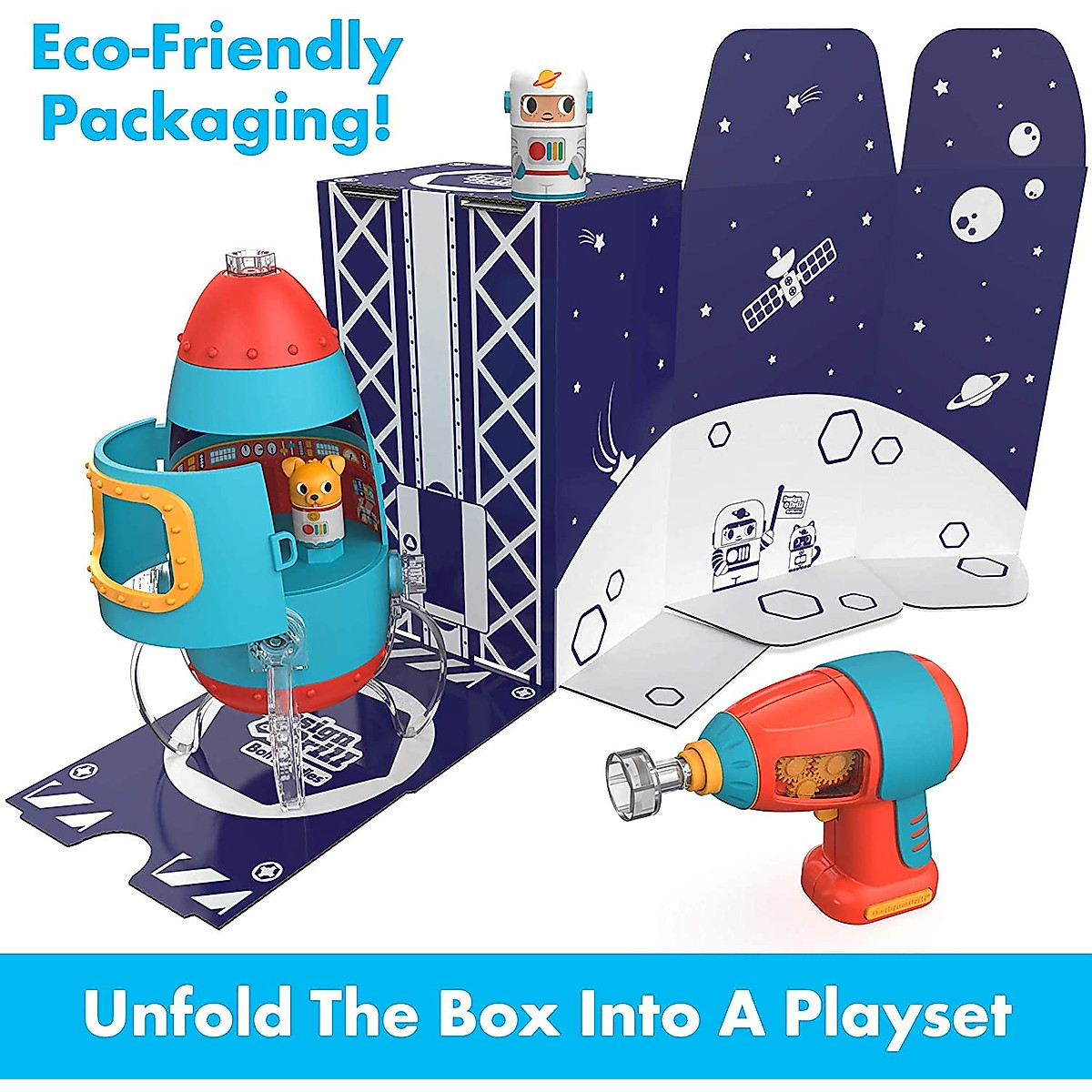 Educational Insights Design & Drill Bolt Buddies Rocket Take Apart Toy with Electric Toy Drill, Preschool STEM Toy, Gift for Boys & Girls, Ages 3+