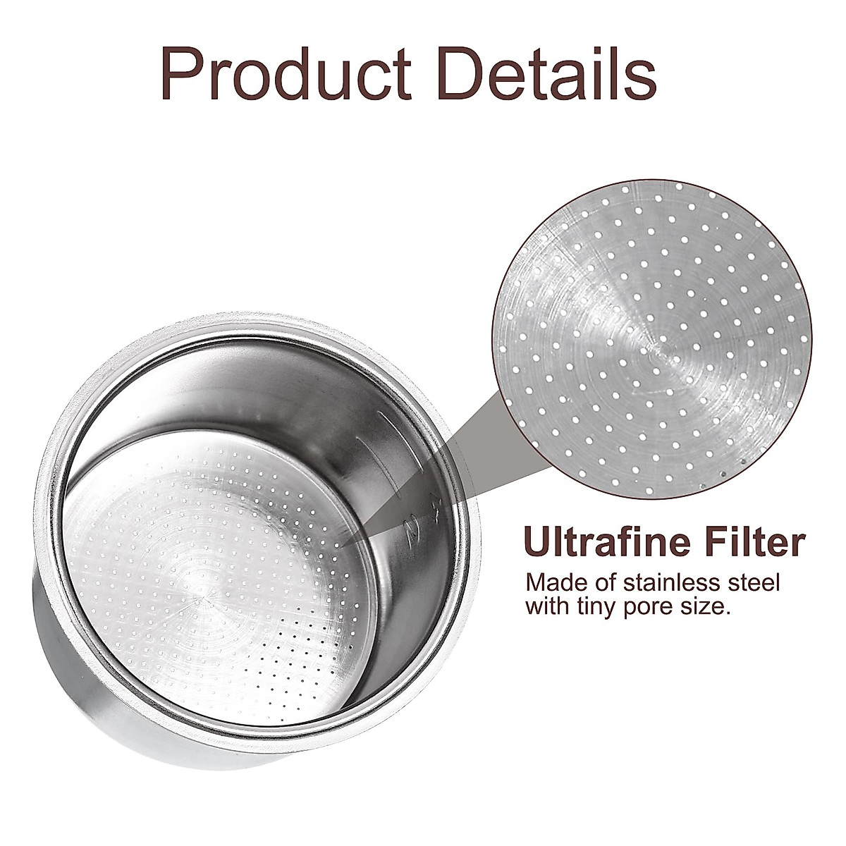 uxcell 1Pcs 51mm Coffee Filter Basket, 4-Cup Stainless Steel Reusable Espresso Coffee Machine Bowl Baskets Replacement