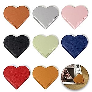 8 Pack Leather Heart Bookmark, Heart Corner Page Handmade Bookmark, for Book Accessories for Reading Lover, Cute Handmade Book Reading Gift for Book Lovers for Women, Kids (8 Colors)