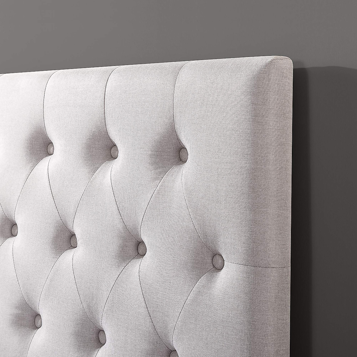 ZINUS Trina Upholstered Headboard, Button Tufted Upholstery, Adjustable Height, Easy Assembly, Light Grey, Full