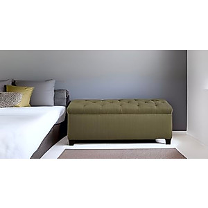 The Sole Secret Diamond Tufted Shoe Ottoman Storage Bench for Bedroom or Entryway, Adjustable Wooden Inserts, Stores up to 36 Pairs, Easy-Open Hinged Lid, Large, Candice Ivy