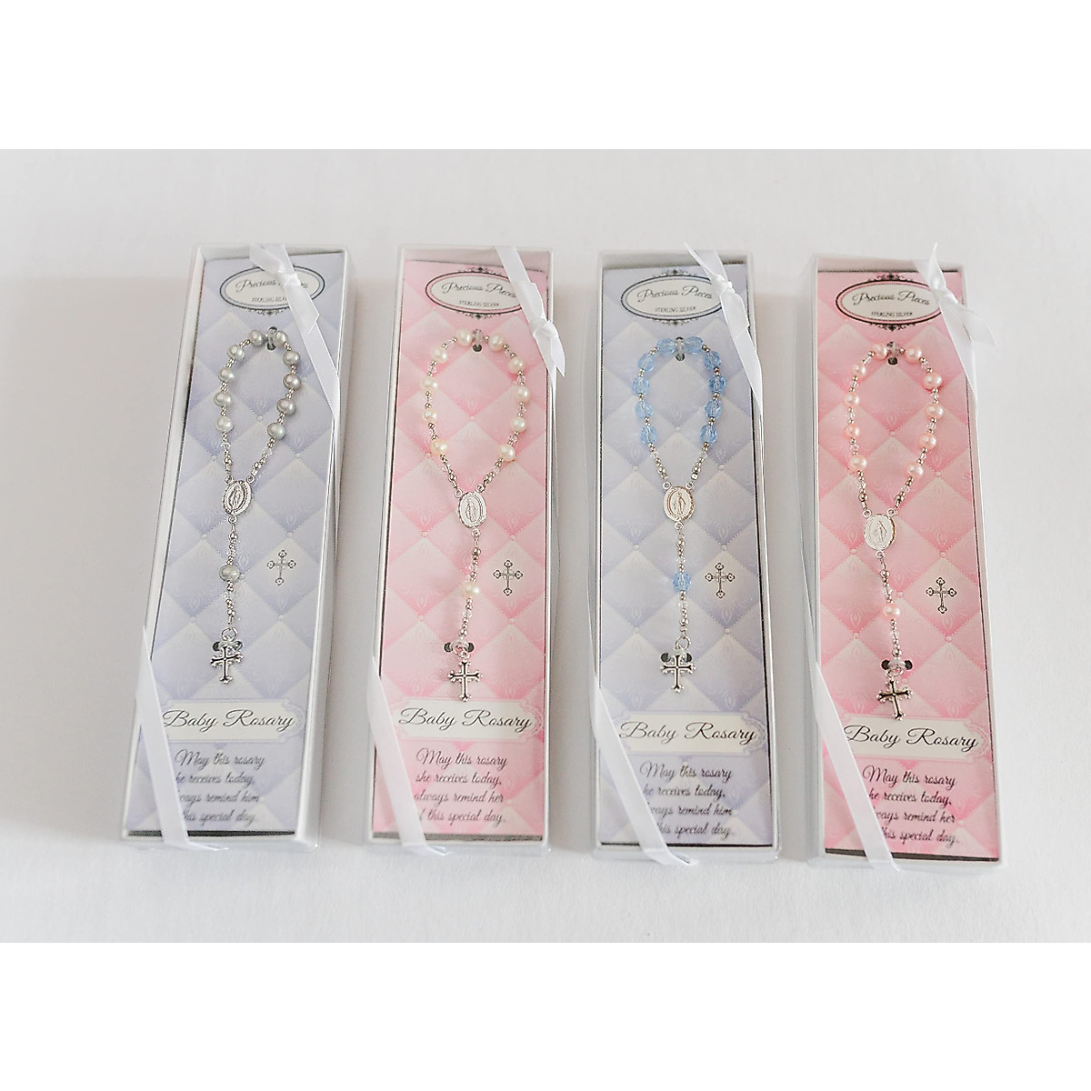 Precious Pieces Sterling Silver Pink Baby Rosary Baptism Gift for Baby Girls