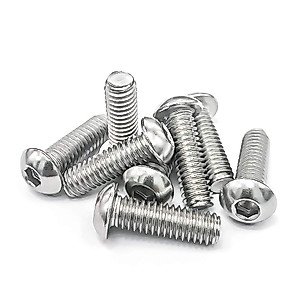 5/16-18 x 1" Button Head Socket Cap Bolts Screws, 304 Stainless Steel 18-8, Full Thread, Coarse Thread, Allen Hex Drive, 20 PCS