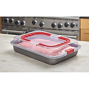 Nifty Solutions Cake Pan & Muffin Pan with Lid, 2 Piece Baking Pans Set - 9 x 13 Cake Pan & 12-Cup Muffin Pan, Non-Stick Pans, Kitchen Bakeware, Dishwasher Safe