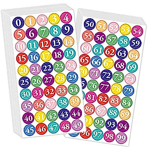 Youngever 1800 Pcs 0-99 Numbers Stickers for Office, Classroom, Organizing, Each Measures 1 inch Diameter (Multi Color Style)
