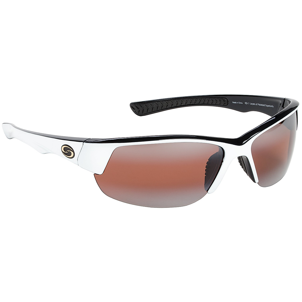 Strike King S11 Optics Semi Rimless Polarized Sunglasses (White-Black Two Tone Amber)