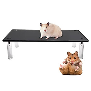 Small Animals Stand Platform, Hamster Play Platform, Acrylic Rats Stand Platform Toys, Cage Accessories for Hamsters Rats Chinchillas Sugar Glider Guinea Pig Bird(11×5.9×2.8 Inches)