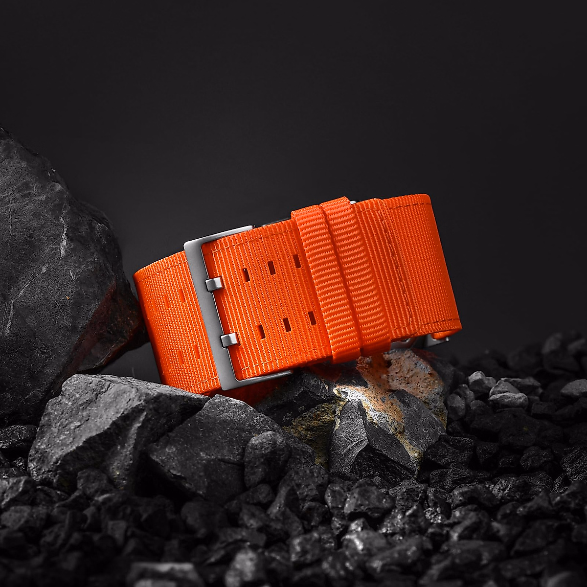 Tefeca Dual Series Band Compatible with Apple Watch Ultra 2/Ultra 49mm, Series 10 46mm, Series 9/8/7 45mm, SE2/SE/6/5/4 44mm (Orange Nylon with Silver Adapters, 49/46/45/44mm