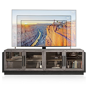 BELLEZE 70" TV Stand for TVs up to 75", Modern TV Cabinet & Entertainment Center with Shelves, Wood Storage Cabinet for Living Room or Bedroom - Brixston (Grey)