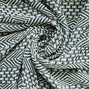 RAJRANG BRINGING RAJASTHAN TO YOU Cotton Farmhouse Throw - 50x60 Inches - Woven Knitted Blanket with Decorative Tassel for Sofa and Couch Charcoal Grey