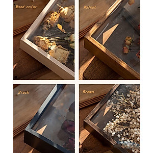 XIYUAN Wooden Dried Flower Photo Frame Dried Flower Display Stand Decorative Floating Photo Frame Clear Double-sided Dried Flower Display Desktop Souvenir Photo Herbarium Photo Frame (8x10''/Black)