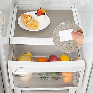 Beveetio 12 PCS Refrigerator Mats with 50 pcs Double-Sided Stickers, Washable Shelf Liner, Non-Slip Drawer Liner,Cuttable Fridge Liner,Easy to Clean Refrigerator Liners