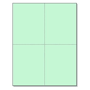 8-1/2" x 11" Laser/Inkjet Postcards 4 Per Page, (4-1/4" x 5-1/2" Each Card | Green, 1000 Cards)