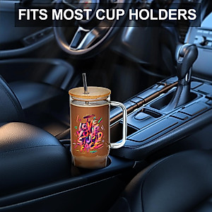 Laosh 40 oz Sublimation Glass Tumbler with Handle, Clear Tumblers with Lid and Straw, 40oz Large Capacity Drinking Glass Cups Bulk for Smoothie, Beer, Coffee, Tea, Milk, soda, water - 4 Pack