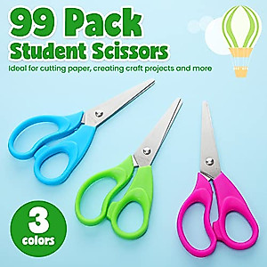 90 Pack Kids Scissors Bulk 5.5 Inch Student Scissors Children Safety Scissors Rounded Tip Child Scissors with Comfort Grip for School and Classrooms Supplies Essentials