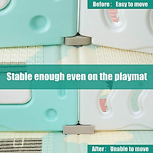 Albott Play Yard Baby Playpen 14 Panels Foldable - Kids Safety Play Center Yard Game Panel and Gate with Safety Lock Adjustable Shape for Children Toddlers Indoors and outdoors 25 Sq Ft(Blue+White)